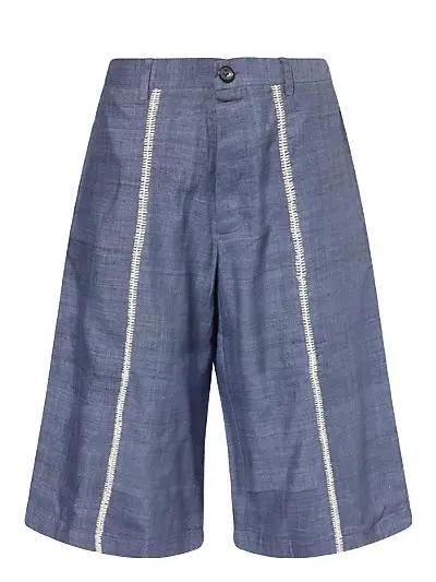KARTIK RESEARCH Wide-leg Silk Shorts - Indigo