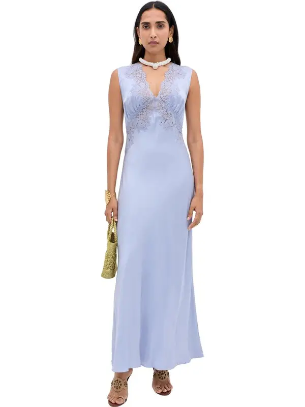 Rixo Lysandra Dusty Lace Embellished Dress - Blue