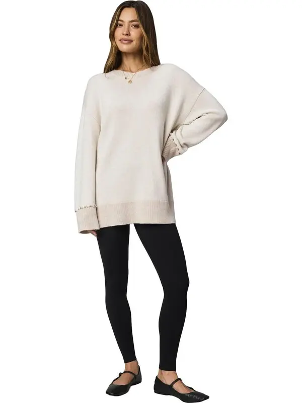 Splendid Montana Tunic Sweater With Embellished Cuffs - Pale Oak Heather