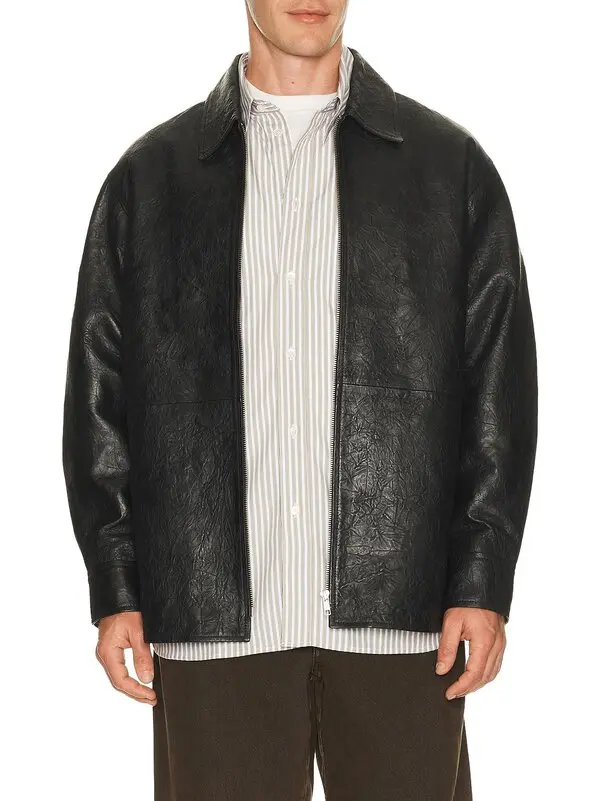 SUNFLOWER Leather Crinkled Jacket - Black