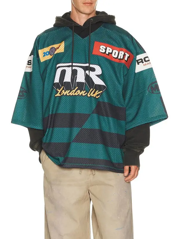 Martine Rose Oversized Graphic Hockey Jersey - Green & Black