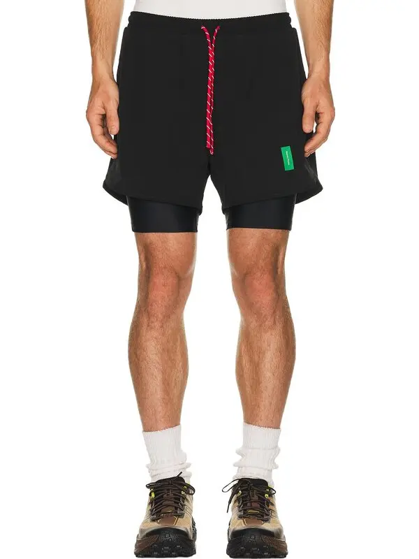 DISTRICT VISION Layered Running Shorts - Black