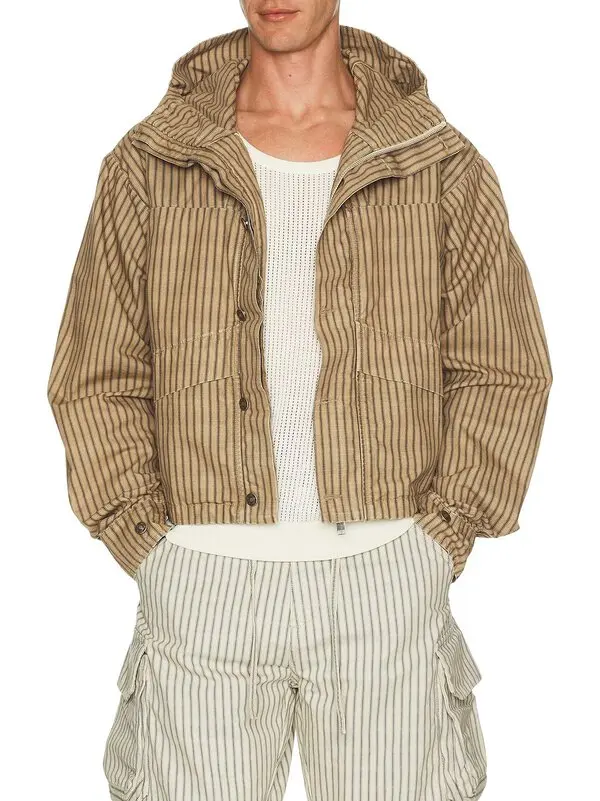 424 Cropped Parka - White & Blue