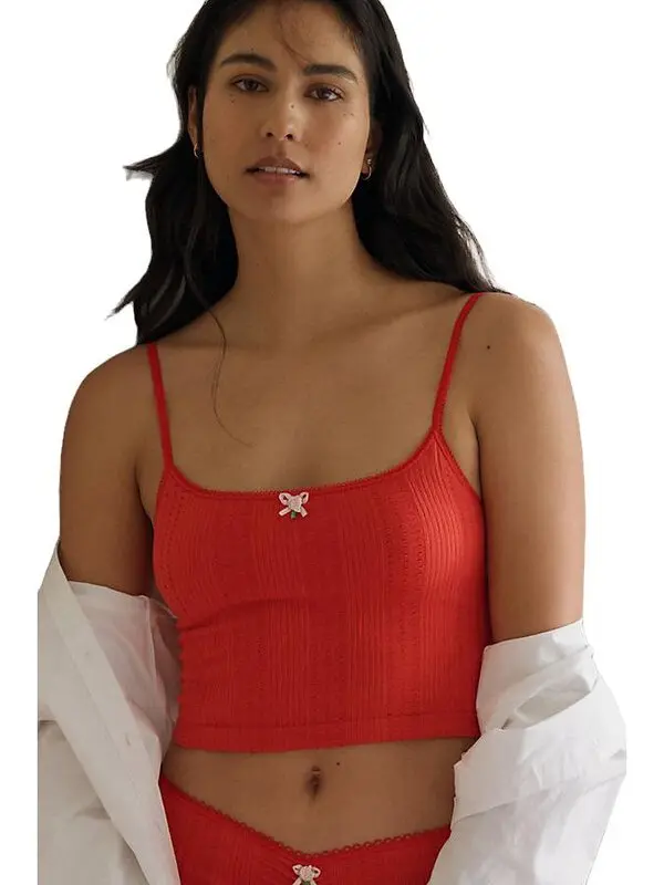 LYREBIRD Seamless Pointelle Crop Cami - Hibiscus