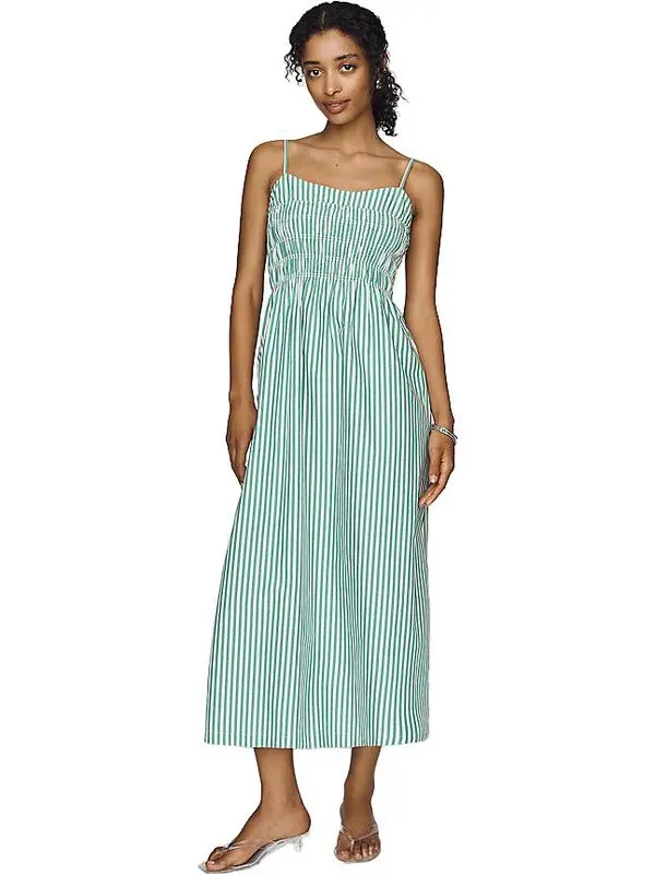 Rails Primrose Midi Dress Striped Cotton Blend - Emerald Stripe