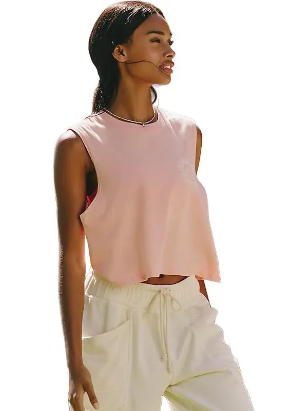 Spiritual Gangster Power Of Sun Cropped Cotton Tank - Flamingo Pink