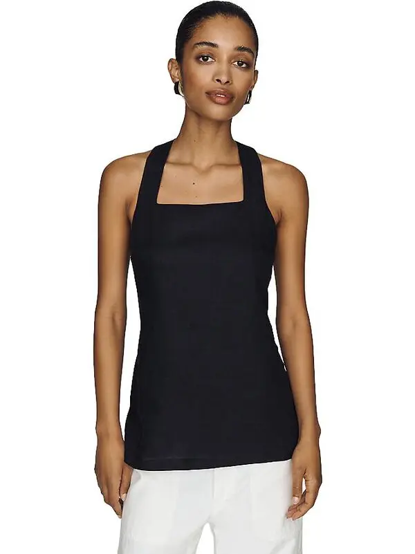 REFORMATION Kalita Linen Top - Black