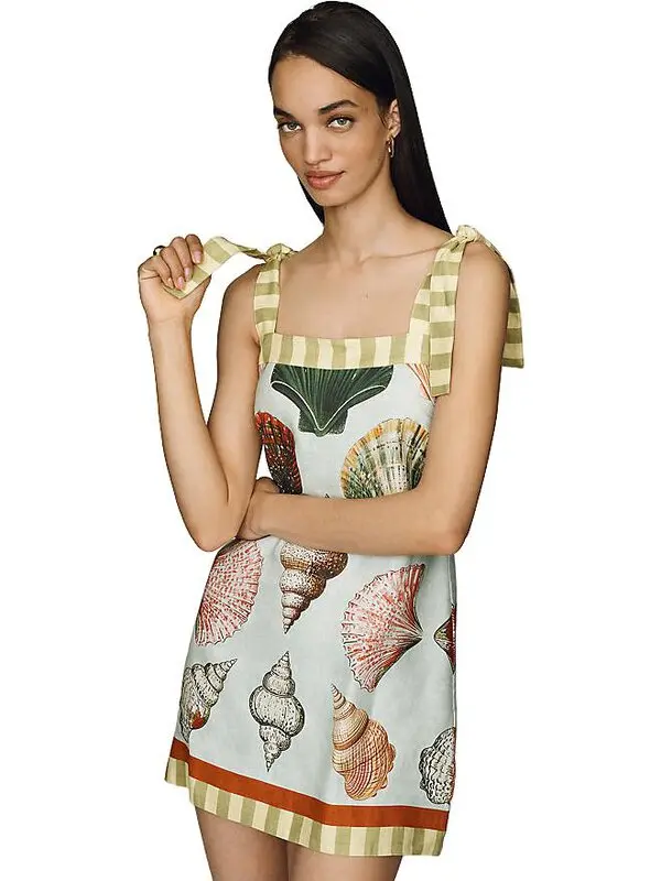 Hunter Bell Alba Printed Linen-blend Mini Dress - Somers Shell Mint