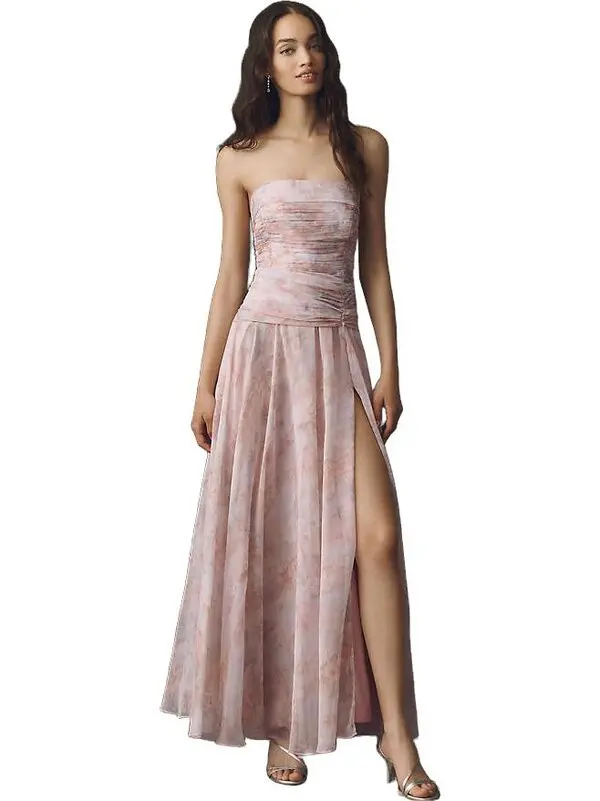 Bhldn Strapless Chiffon Maxi Dress - Multi