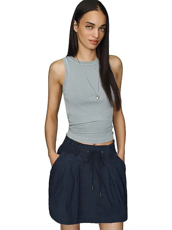 Anthropologie Pleated Drawstring Mini Skirt - Saragasso Sea