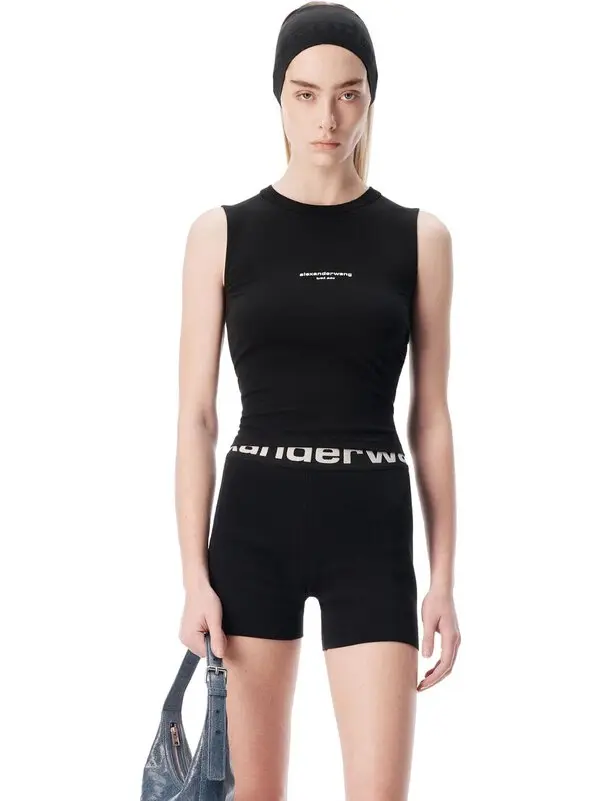 Alexander Wang Logo Print Fitted Tank - Black