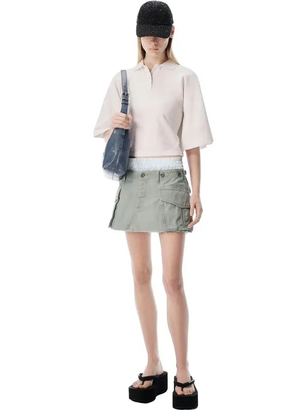 Alexander Wang Cargo Mini Skirt With Boxer Waistband Detail - Washed Green Bay