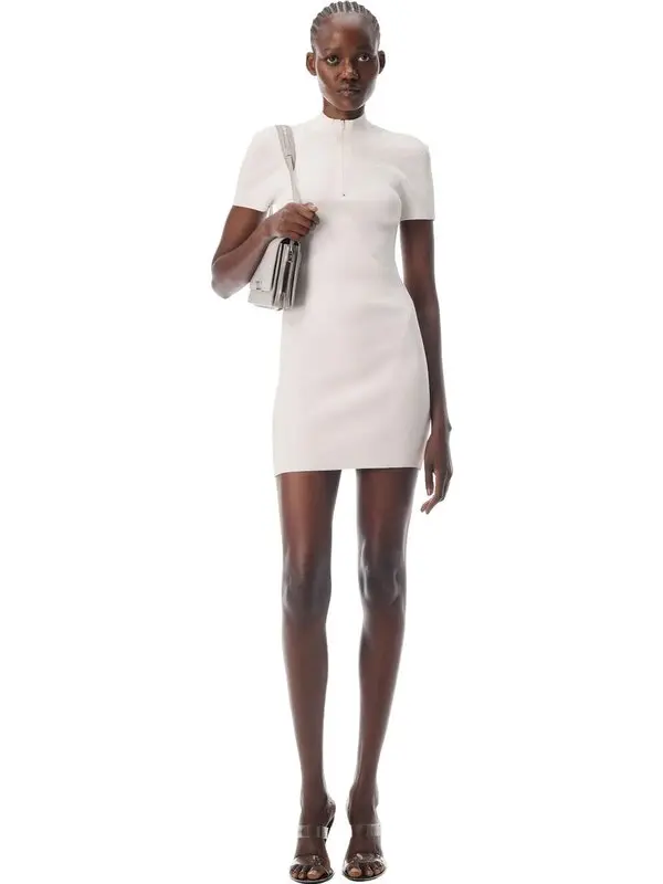 Alexander Wang Debossed Logo Mock Neck Mini Dress - Optic White