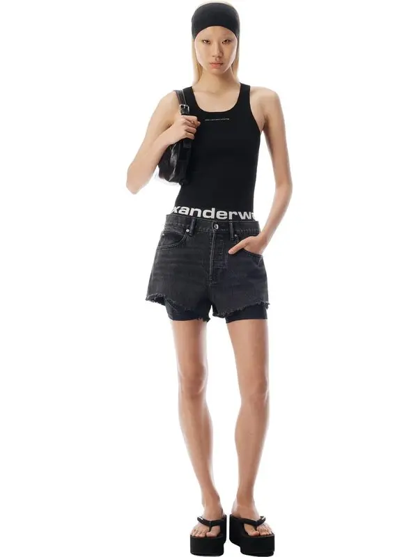 Alexander Wang Relaxed Logo Bike Short - Grey Aged
