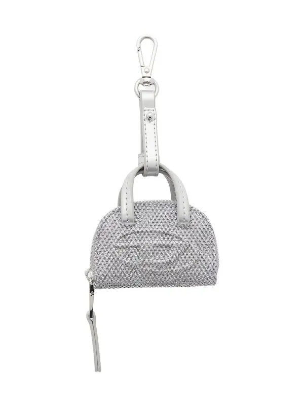 DIESEL® 1dr Charm Bag With Lurex Fabric And Embossed Logo - Silver