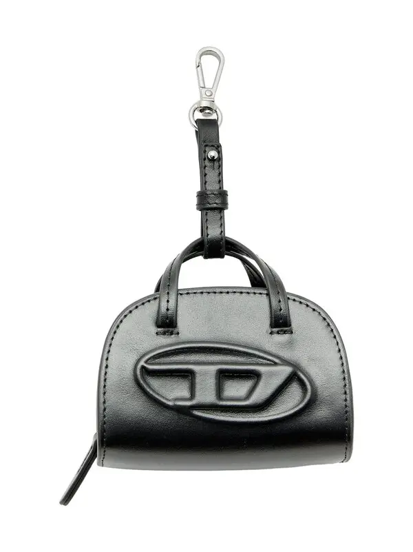 DIESEL® Leather Mini Bag Charm With Embossed Logo - Black