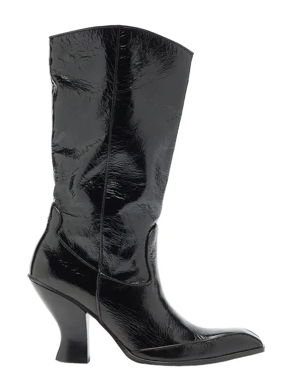 DIESEL® D-luffy Knee-high Patent Leather Boots - Black