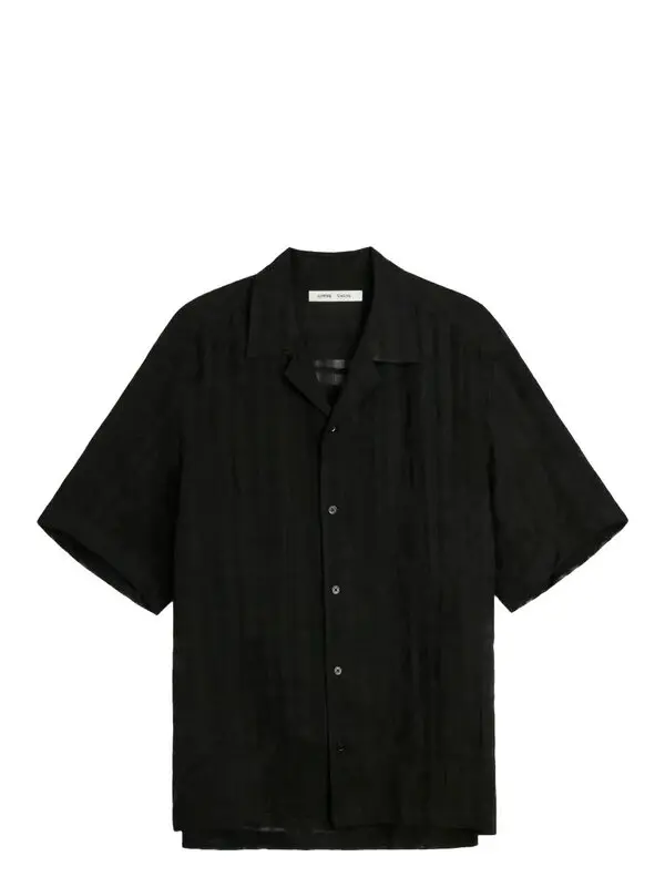 CMMN SWDN Ted Sheer Check Linen Shirt - Black