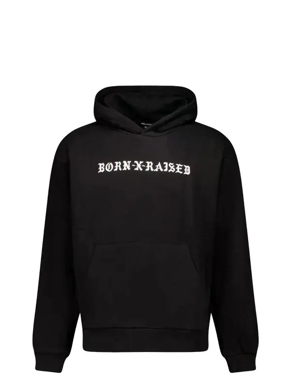 BORN X RAISED Logo Print Standard Hoodie - Black