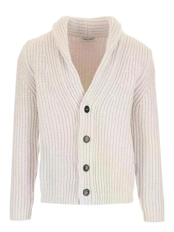 AL DUCA D’AOSTA 1902 Ribbed Knit Shawl Collar Cardigan - White