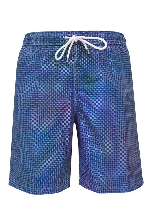 Fedeli Geometric Print Swim Shorts - Blue