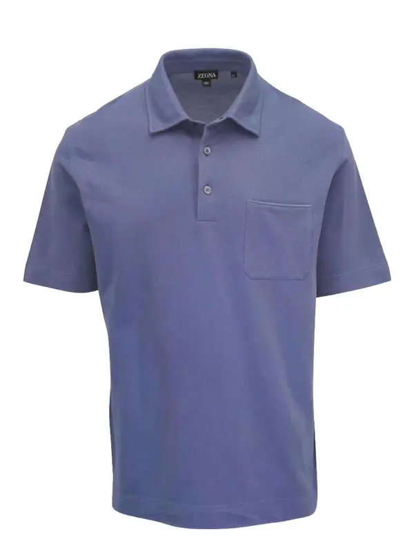 Zegna Short-sleeve Knit Polo Shirt - Blue