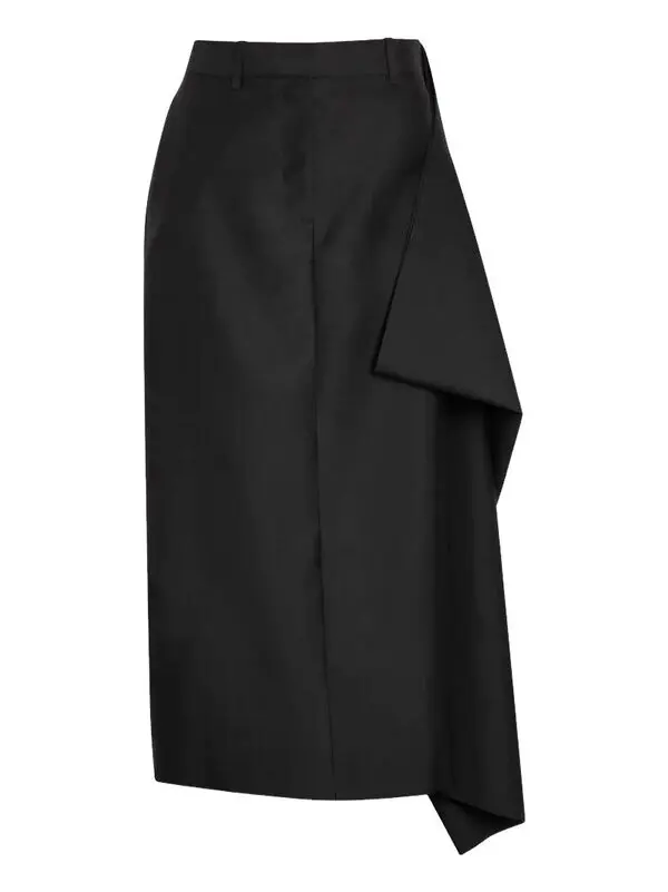 HEIRLOME Draped Belt-loops Midi Skirt - Black