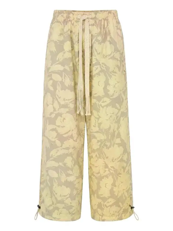 CMMN SWDN Beige Floral Print Wide Leg Trousers - Neutrals