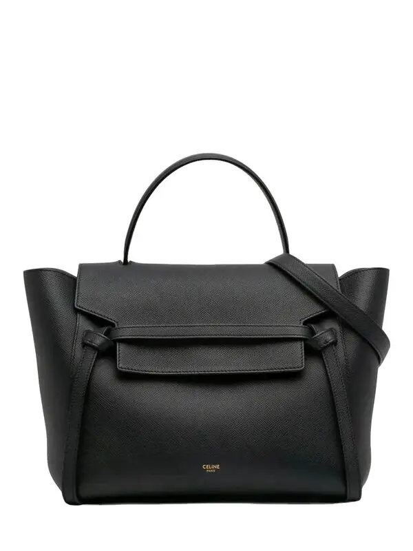 Celine Mini Grained Calfskin Belt Bag Satchel - Black