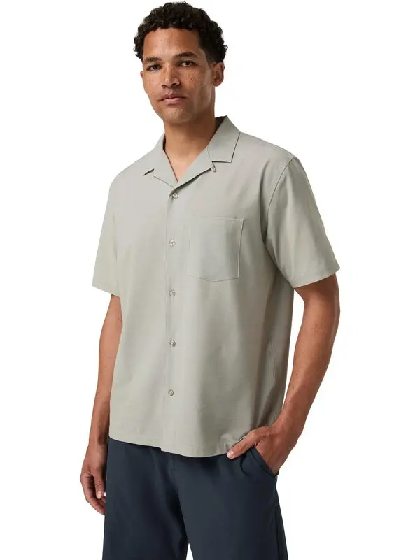 Vuori Short Sleeve Bridge Shirt Camp Collar - Herb Micro Stripe