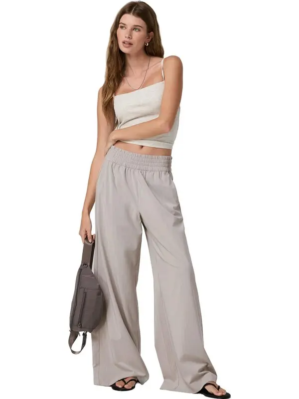 Vuori Villa Pinstripe Wideleg Trousers - Suede Pinstripe