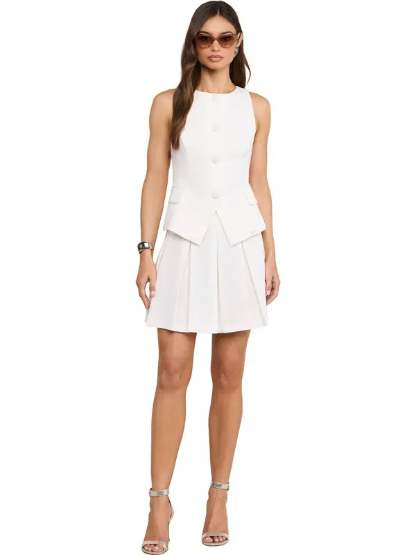 L'Agence Tania Pleated Mini Skirt - White