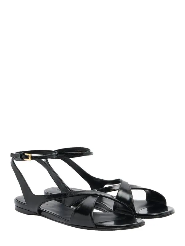 Khaite Liria Leather Sandals - Black