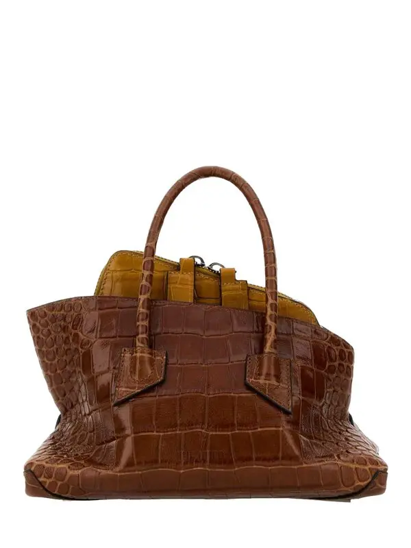 Attico Crocodile Effect Mini Bag - Brown