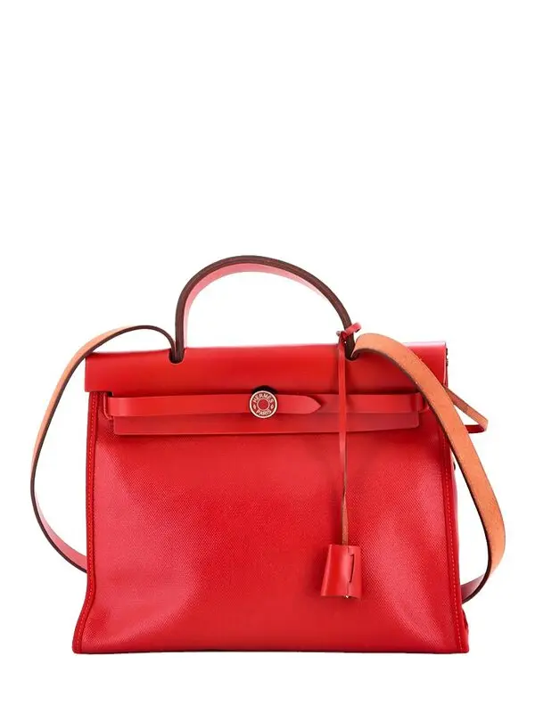 Hermès 31 Herbag Zip Berline Vache Canvas And Leather - Red