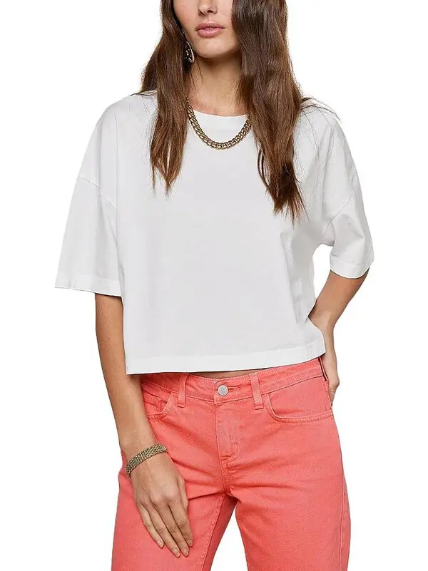 L'Agence Daria Oversized Crop Tee - White
