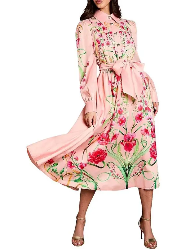 Coast Border Print Organza Shirt Dress - Blush