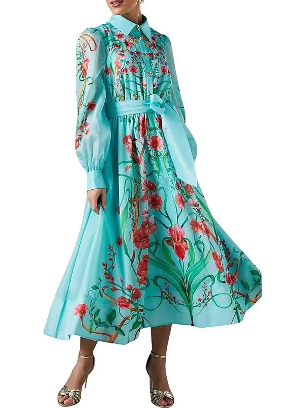 Coast Border Print Organza Shirt Dress - Mint