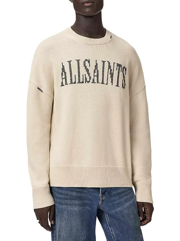 ALLSAINTS Oversized Fit Logo Crewneck Sweater - Ecru White