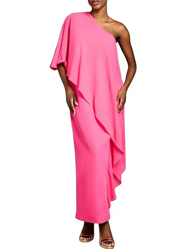 Coast One-shoulder Cape Effect Maxi Dress - Magenta