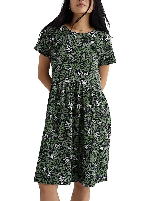 SEASALT CORNWALL Carleon Cove Dress Floral Print Midi - Pressed Herbs Inkwell