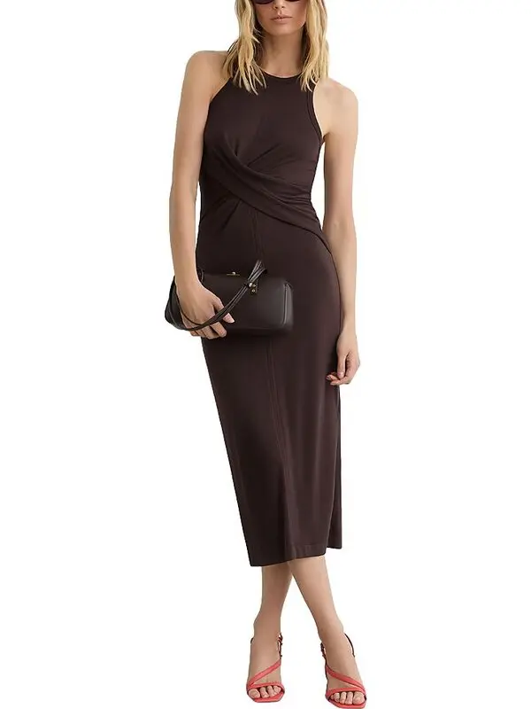 REISS Helena Twisted Midi Dress - Grape