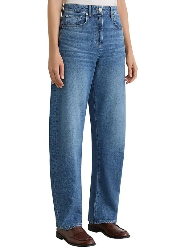 REISS Petites Sabel High Rise Barrel Leg Jeans - Mid Blue