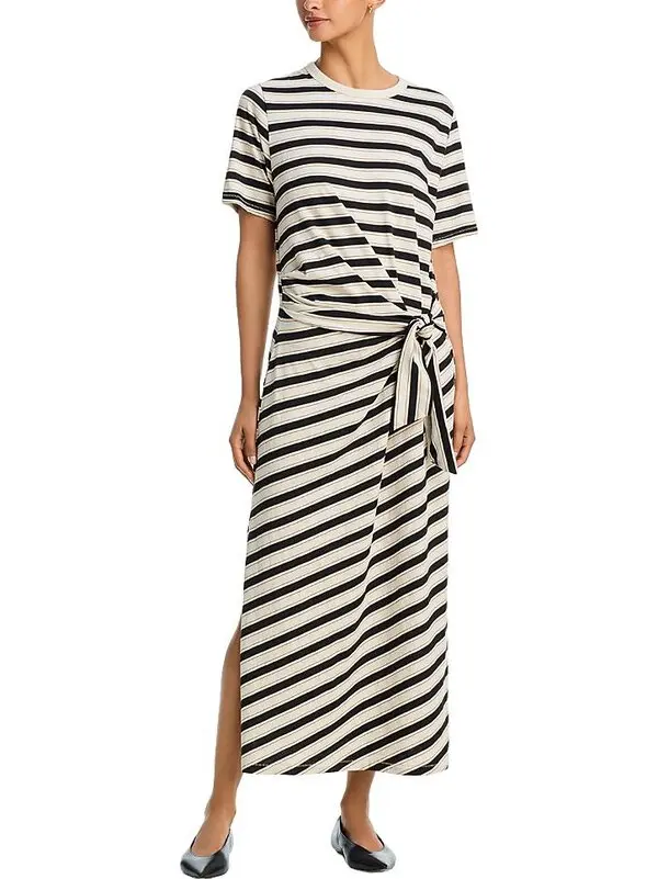 Rag & Bone The Slub Stripe T-shirt Dress - Cream Multi