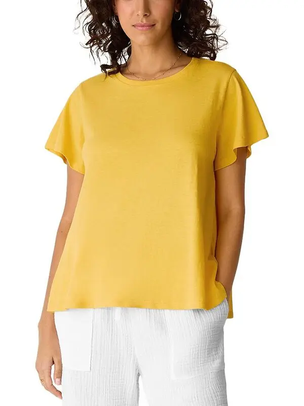 Eileen Fisher Cotton Cap Sleeve Crewneck Tee - Solei