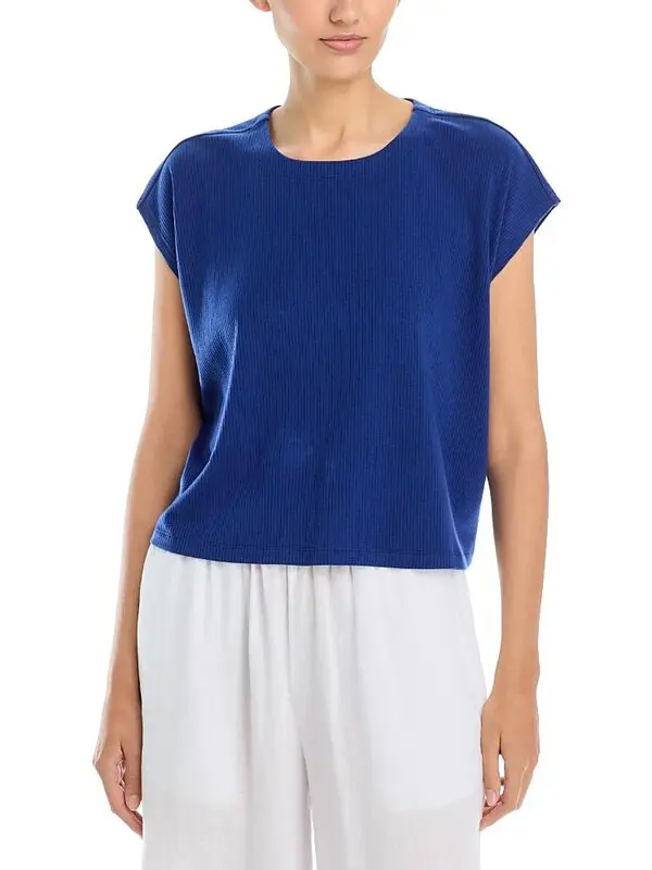 Eileen Fisher Ribbed Knit Crewneck Cropped Top - Deep Dive