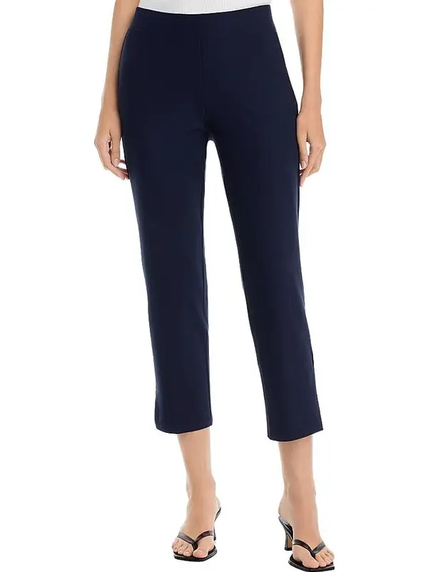 Eileen Fisher Stretch Crepe High Rise Slim Cropped Pants - Ink