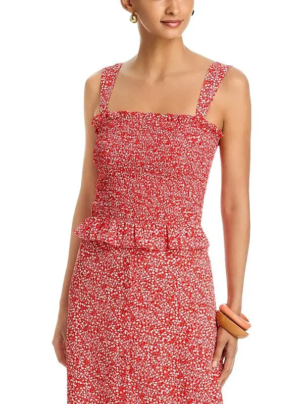 French Connection Agnes Crepe Smocked Top - Candied Apple