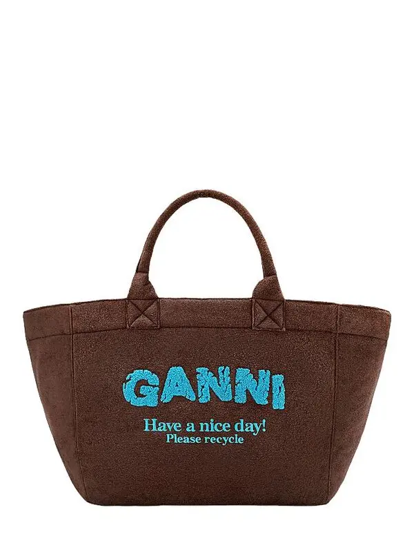 GANNI Canvas Shopper Tote - Chicory Coffee