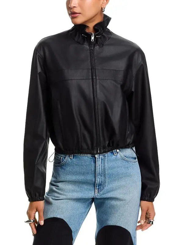 Alexander Wang Shrunken Leather Track Jacket - Black